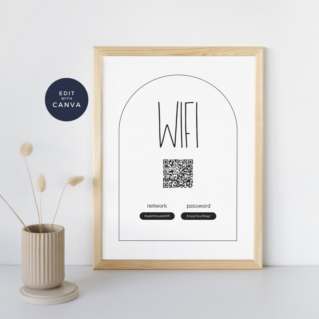 Editable Wifi Password Sign Template: Airbnb Guest Room (canva Digital ...