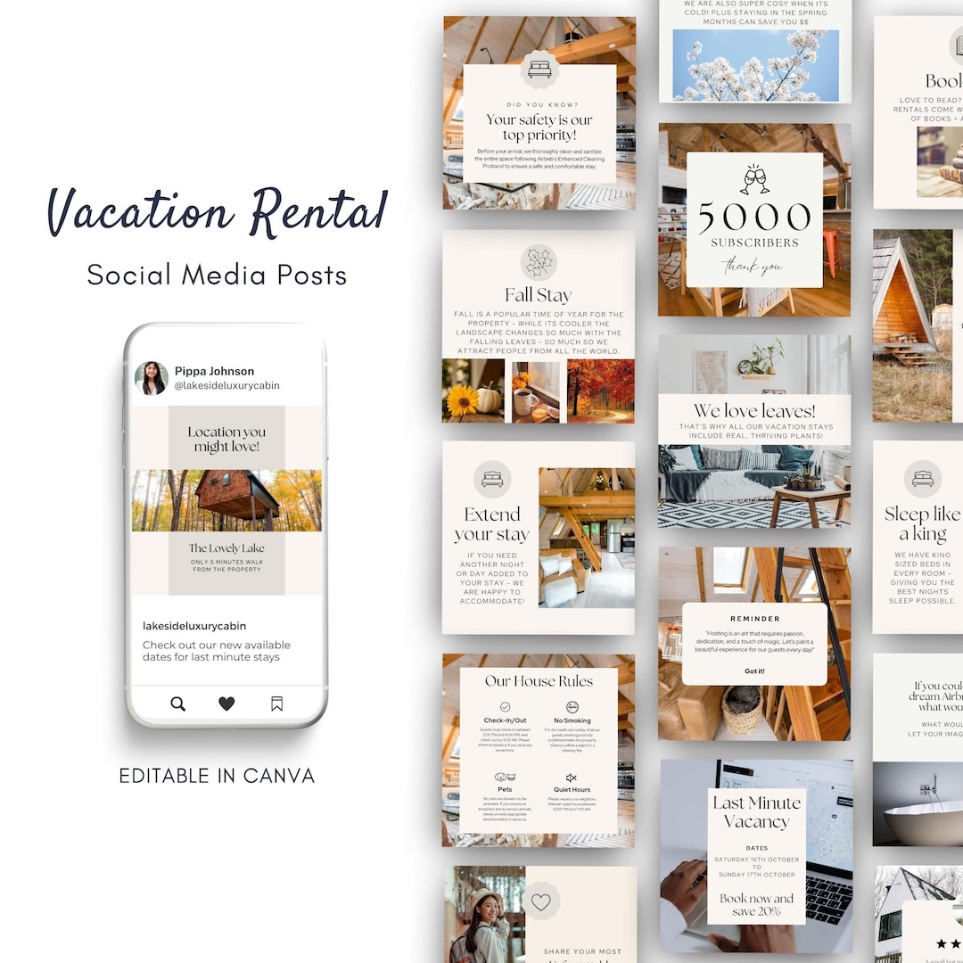 Airbnb Instagram Post Template | Editable VRBO Social Media Template ...