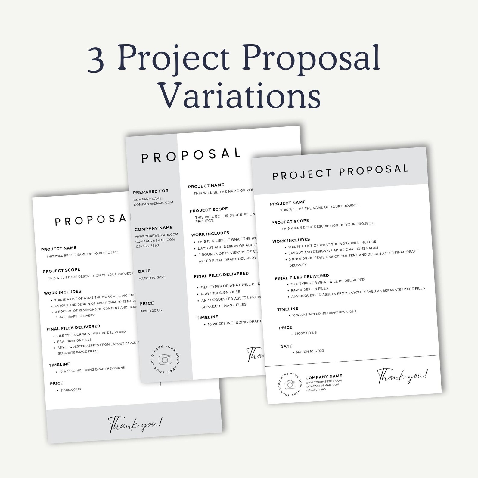 Minimal Proposal Template | Professional, Simple Work Bid | Client ...