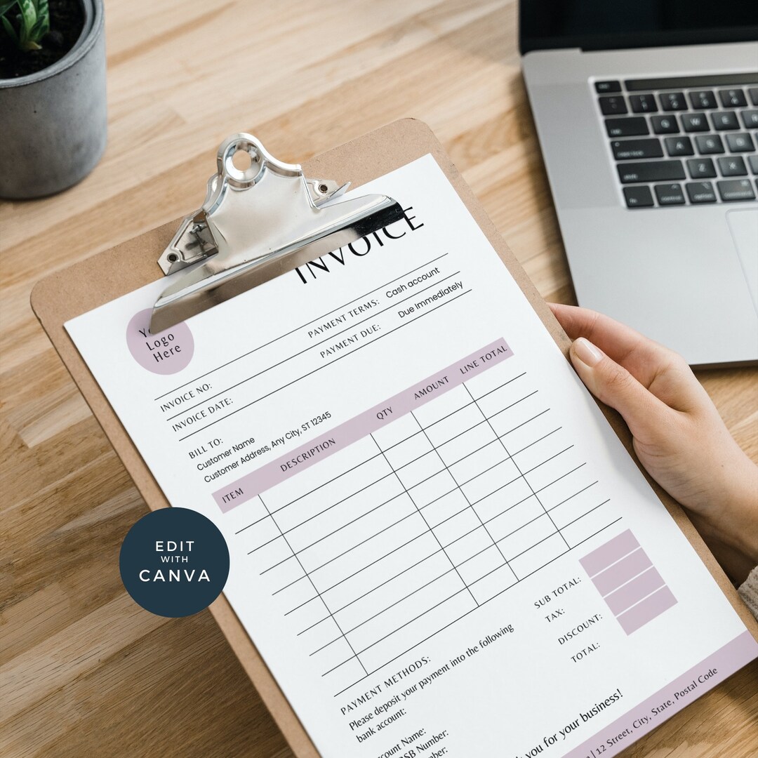 Invoice Template Editable, Small Business Custom Order Form Printable ...