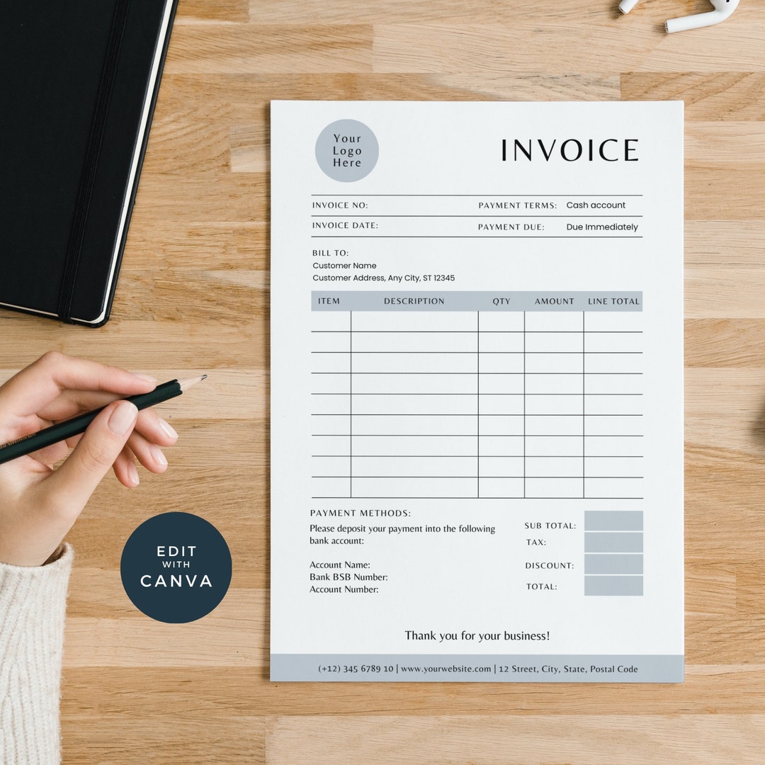 Invoice Template Editable, Small Business Custom Order Form Printable ...