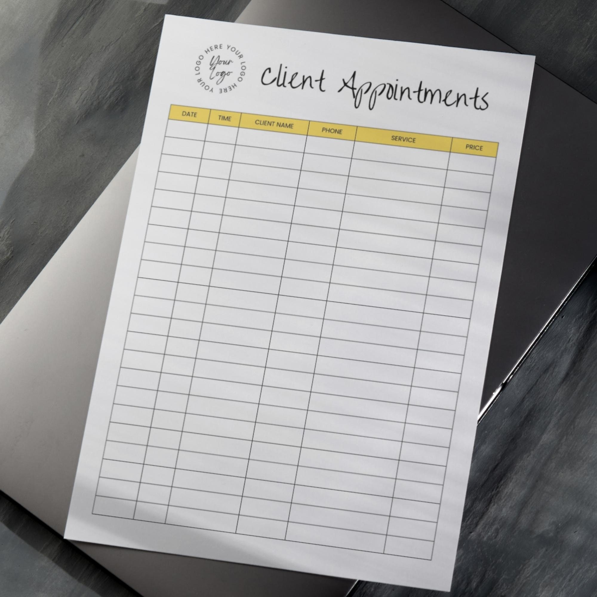 Salon Appointment Tracker | Client Service Record Sheet | Printable ...