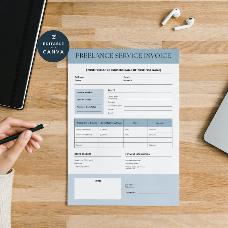 Editable Invoice Template, Professional Freelance Service Contract ...