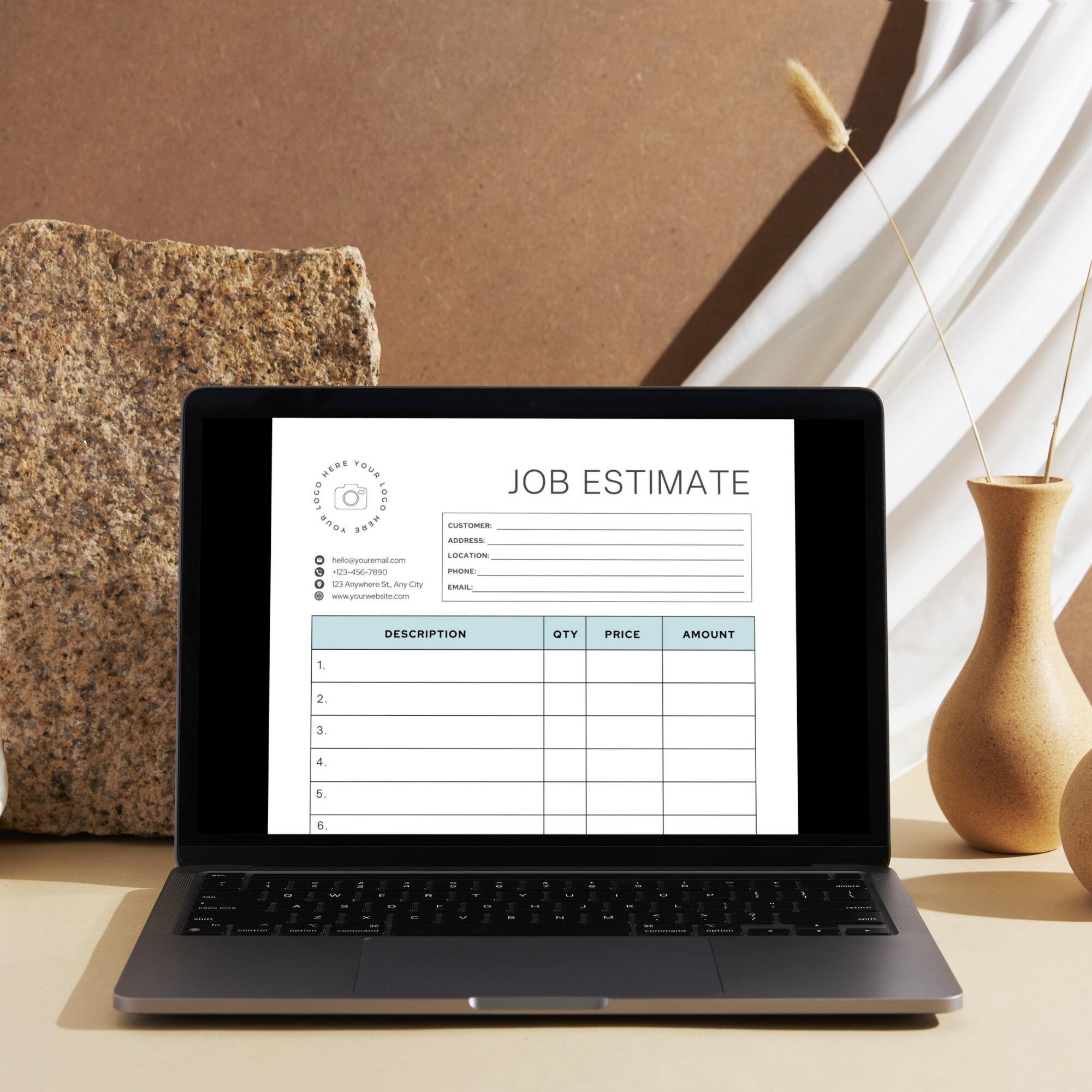 Minimal Job Estimate Template | Professional Simple Work Bid | Client ...