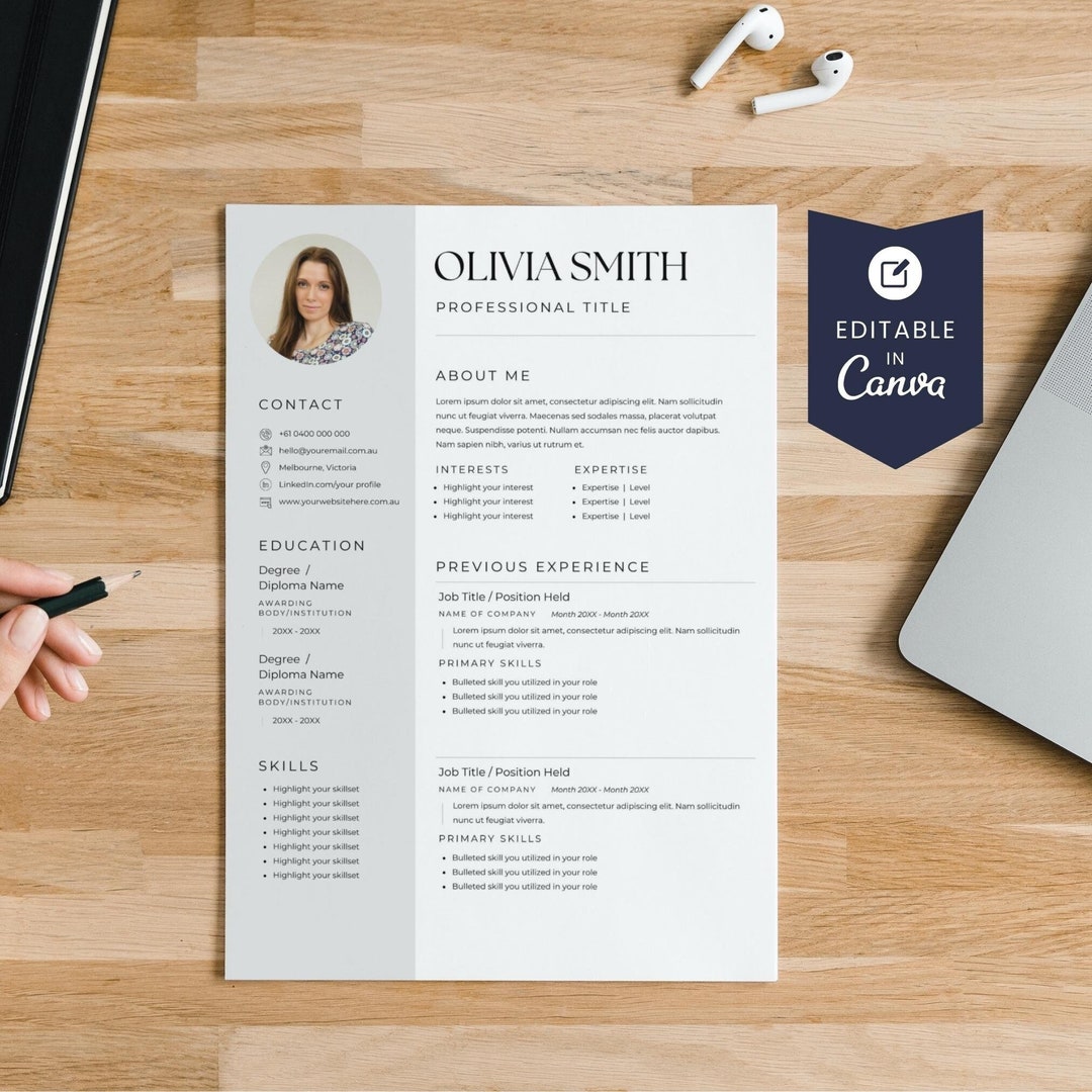 Modern Resume Template Pack CV Templates Canva 2 Page - Etsy Portugal
