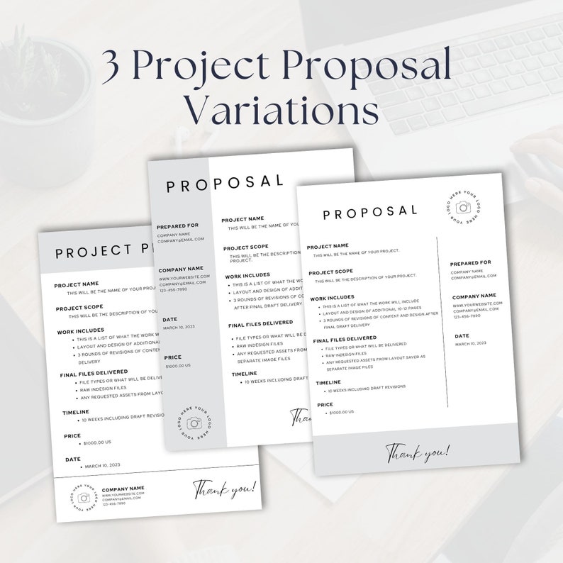 Minimal Proposal Template | Professional Simple Work Bid | Client Brief ...