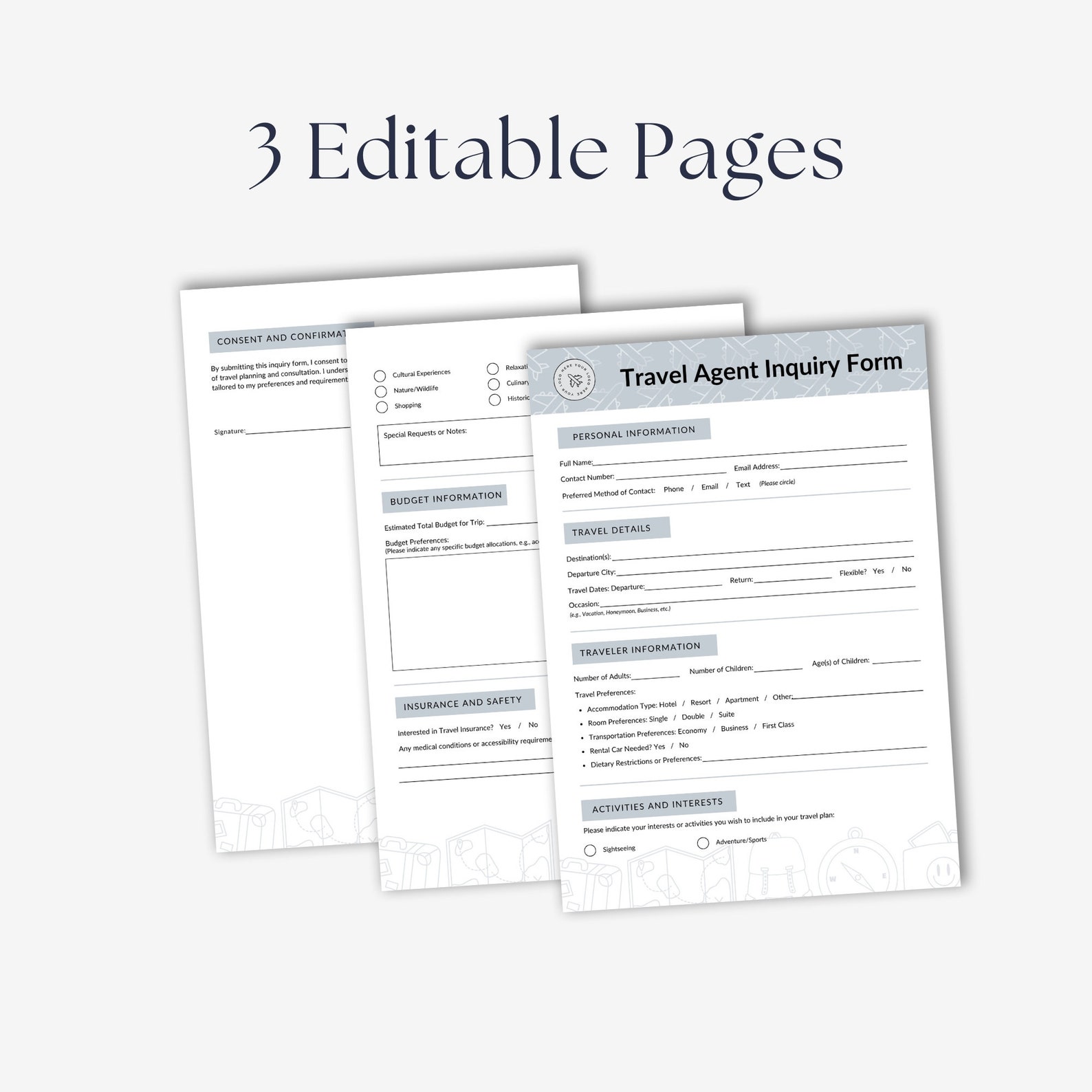 Travel Inquiry Template for Agents | Travel Inquiry Form | Travel Agent ...