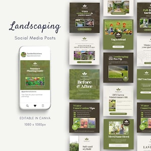 Landscaping & Lawn Care Instagram Post Templates for Canva | Yard ...