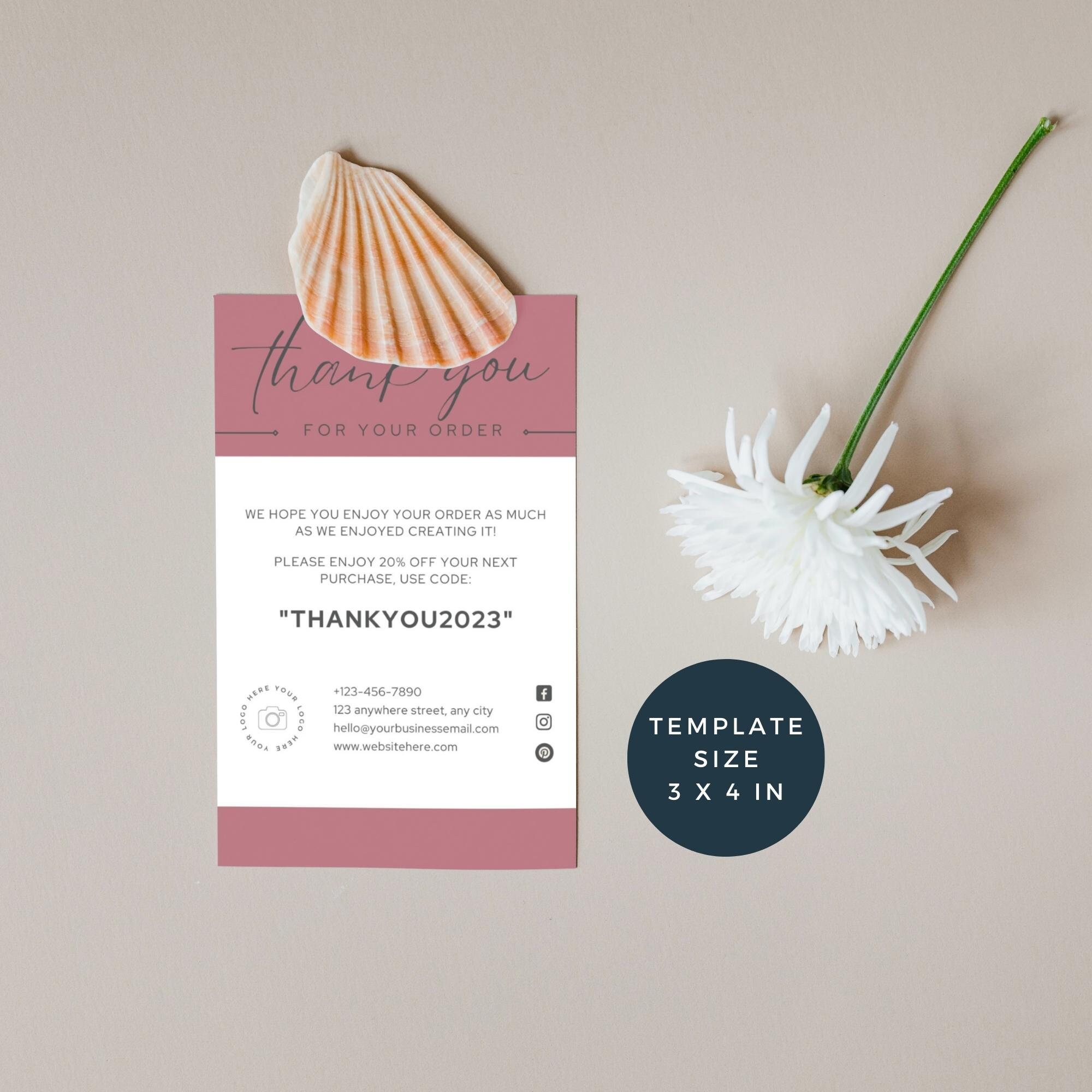 Simple Business Thank You Card Template Small Biz Editable Thanks for ...