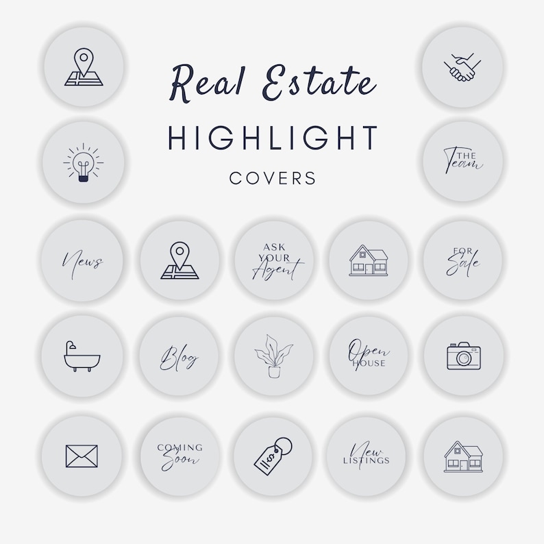 50 Realtor Instagram Highlight Covers, Social Media Icons, Realtor ...