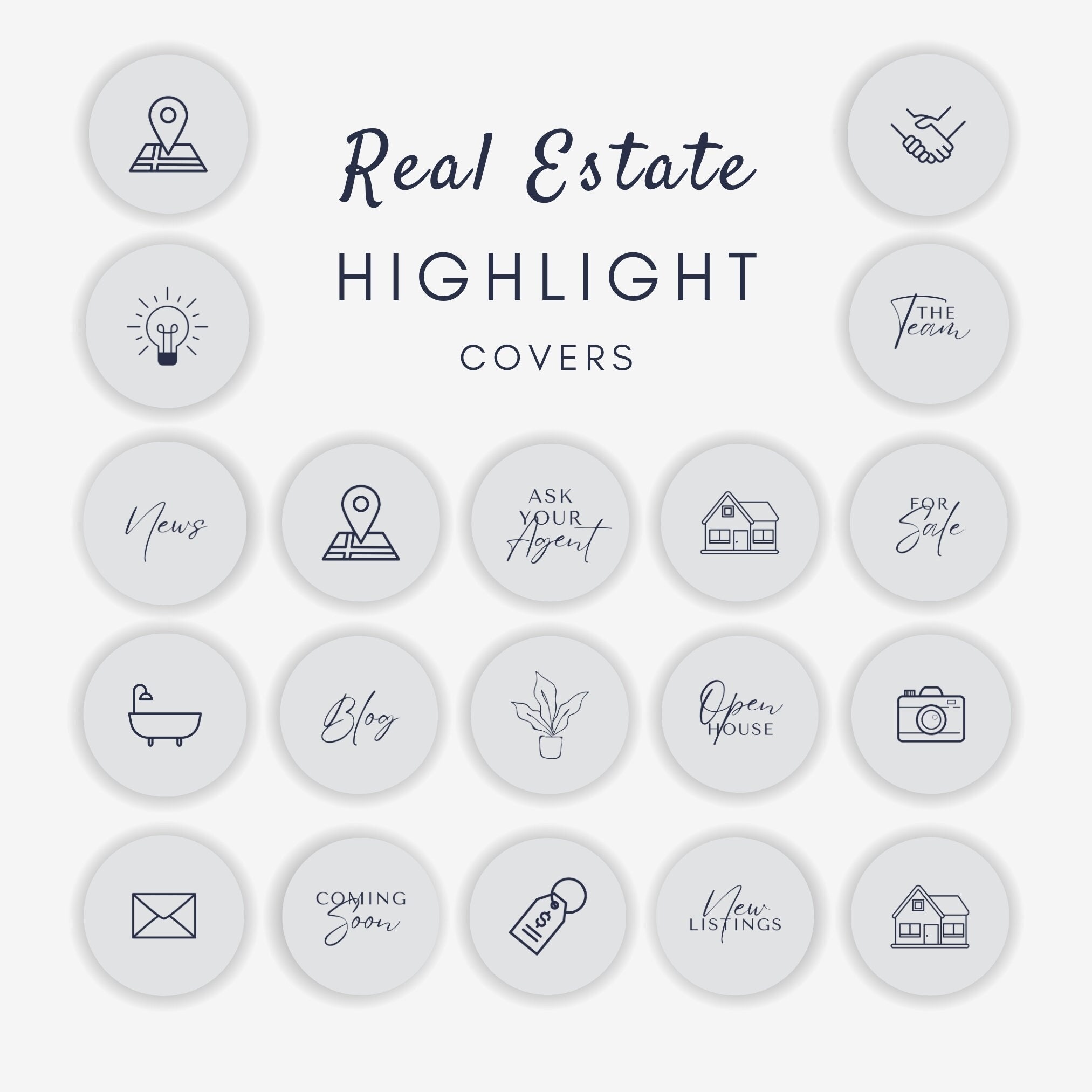 50 Realtor Instagram Highlight Covers, Social Media Icons, Realtor ...