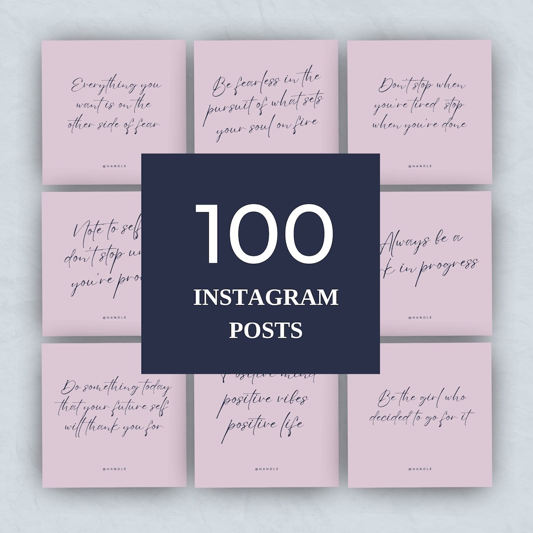 Instagram Inspirational Quotes Pack, INSTANT DOWNLOAD, 100 Editable ...