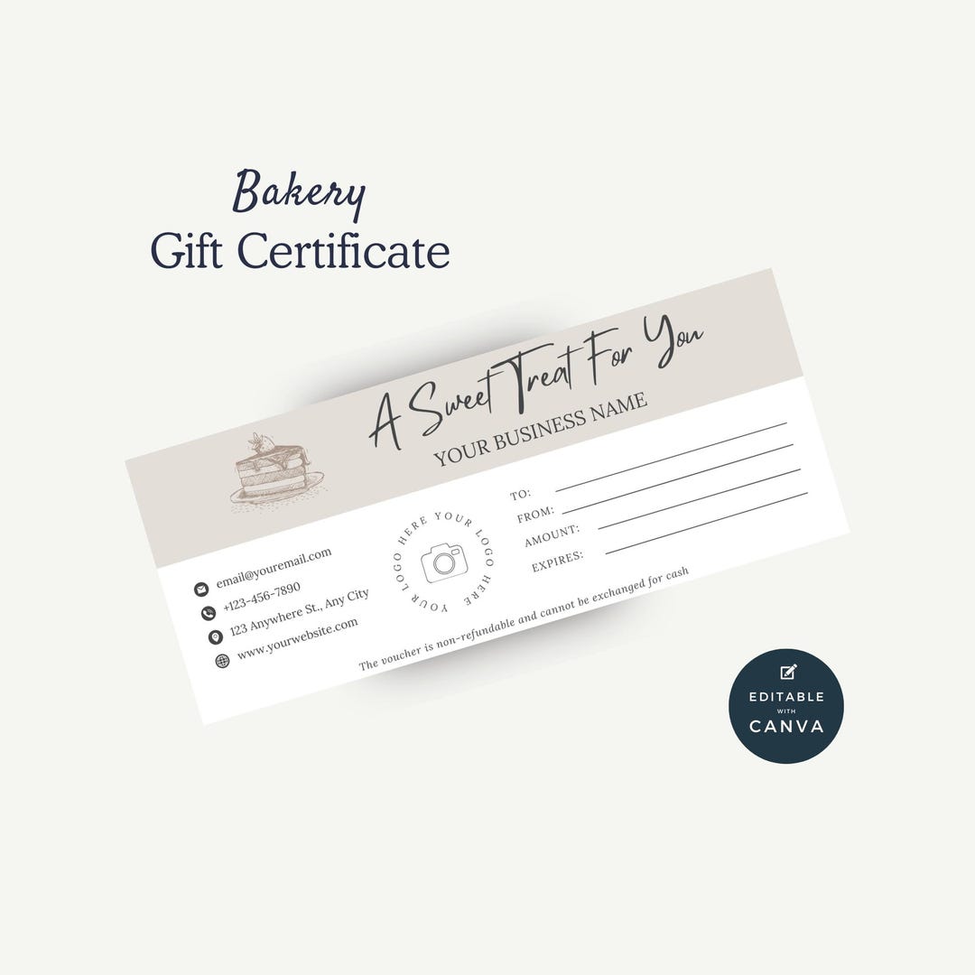 Editable Gift Certificate, Cooking Class Bakery Printable Gift ...