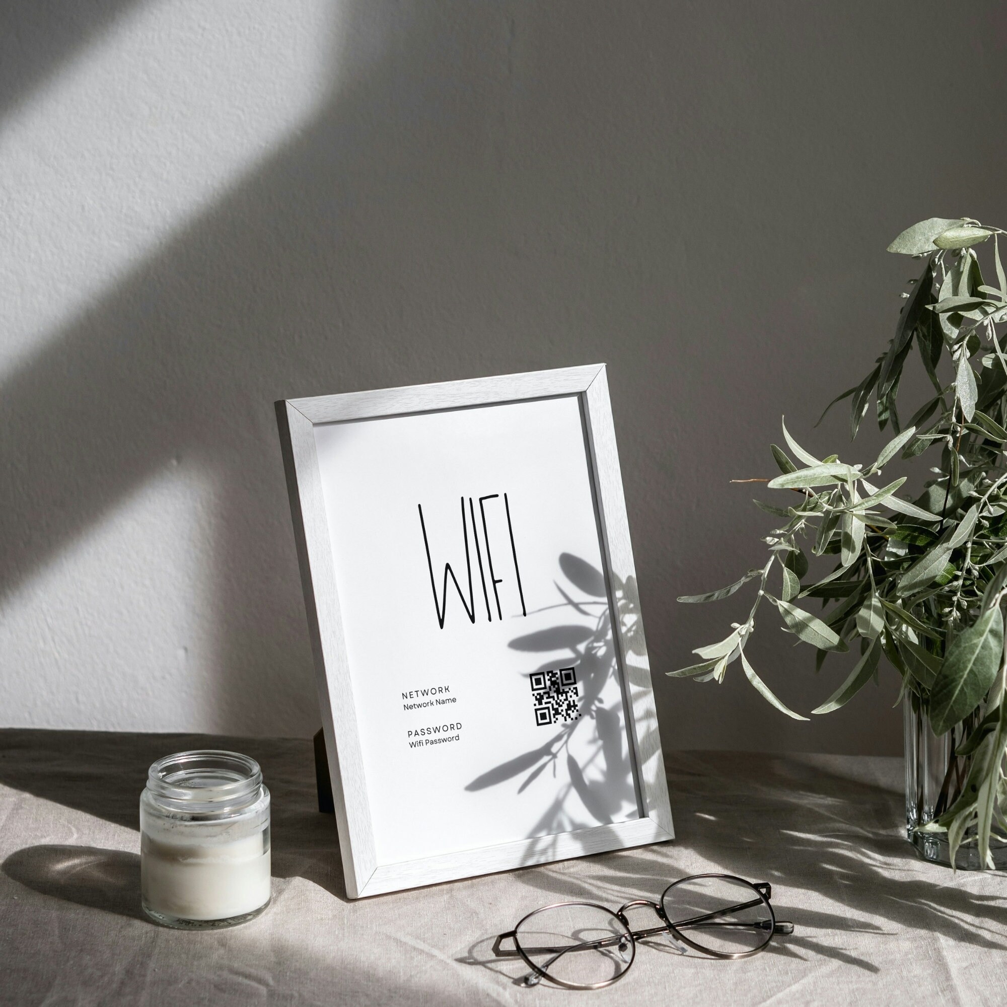 WIFI Password Sign Printable, Wifi Sign, WIFI QR Sign, Editable Wifi ...