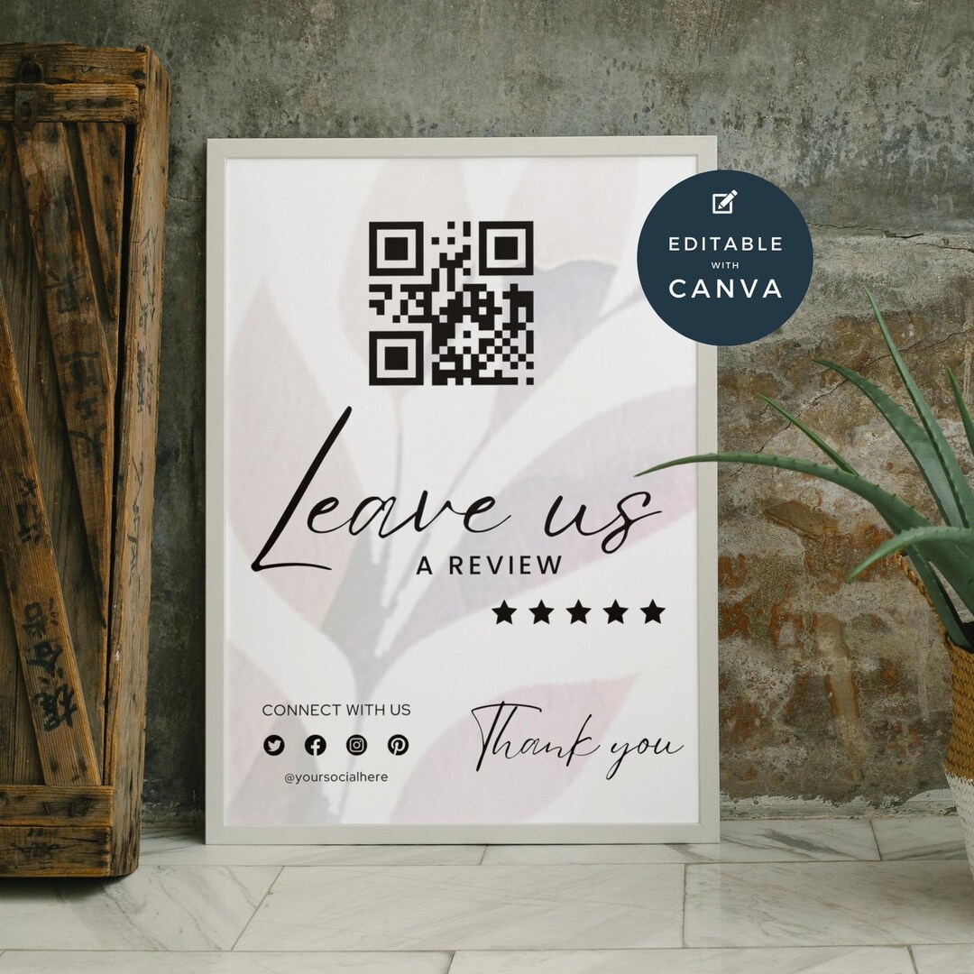 Ask for Review QR Code Sign Template, Google Sign, Facebook, Review Us ...