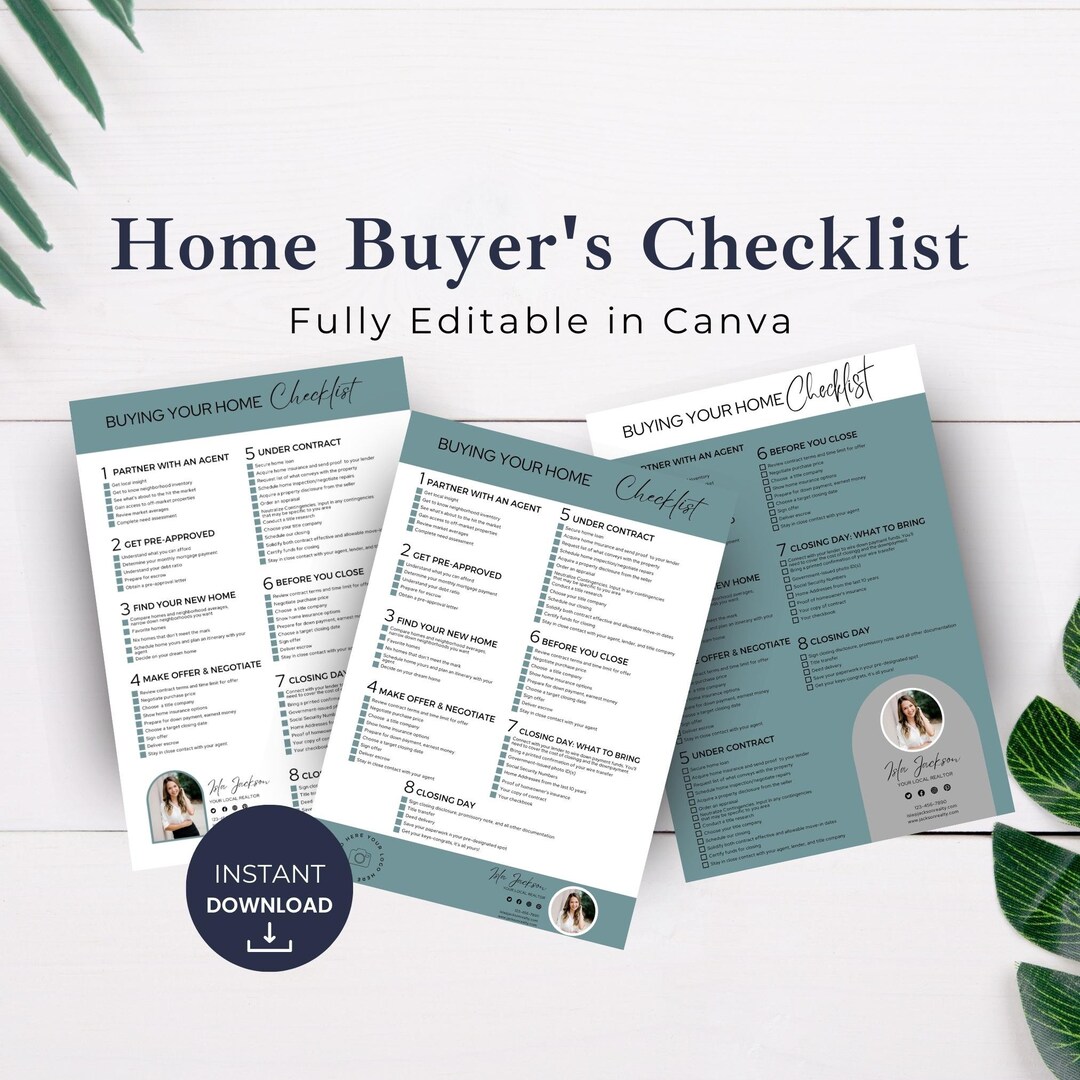Home Buying Process Checklist, Real Estate Template, Canva Realtor ...