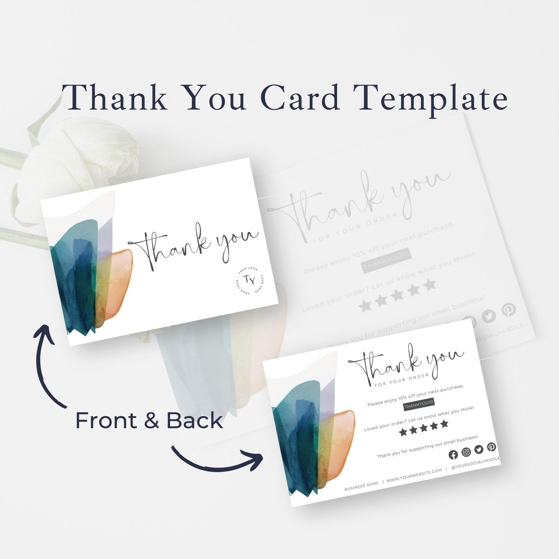 Small Business Thank You Card Template, Editable Thanks for Your ...
