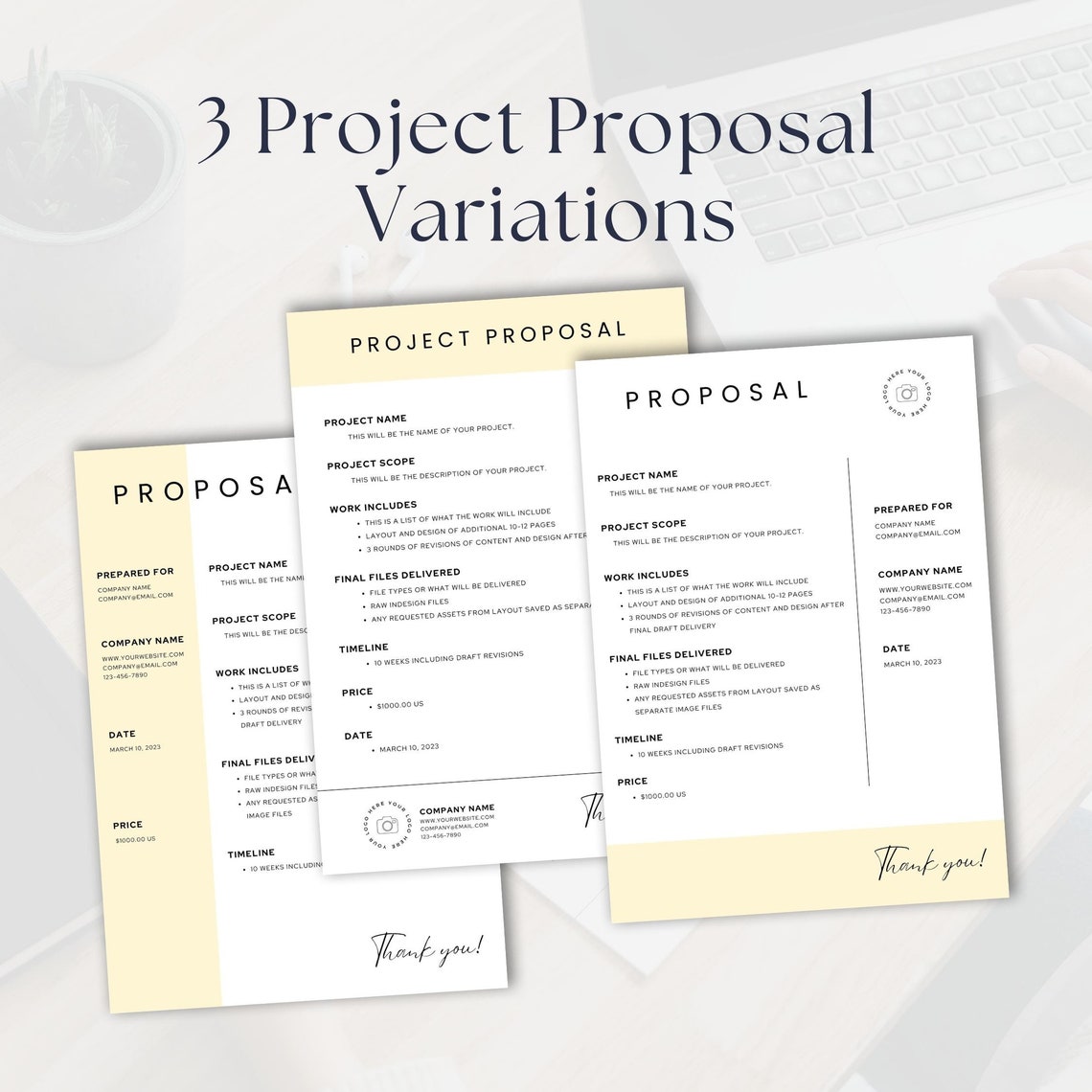Minimal Proposal Template | Professional, Simple Work Bid | Client ...