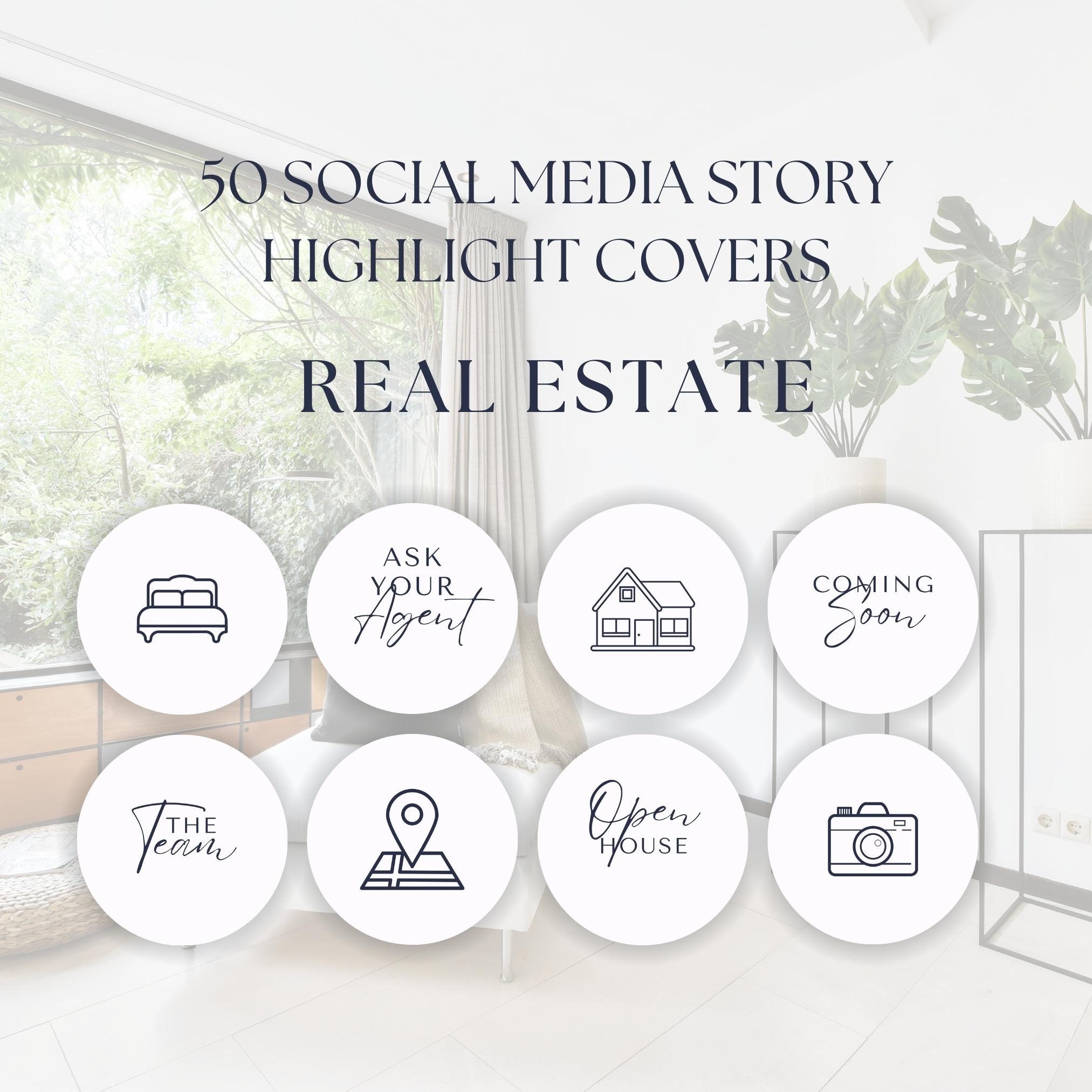 50 Realtor Instagram Highlight Covers, Social Media Icons, Realtor ...