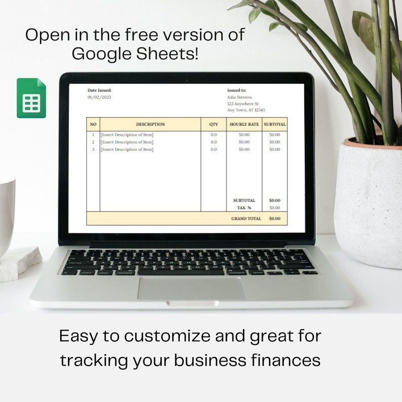 Simple Invoice Template Sheets | Editable Sales Document | Receipt ...