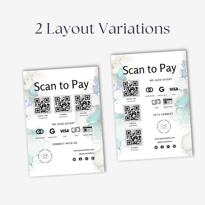 Scan to Pay Template Canva | Editable QR Code Table Sign | Printable ...
