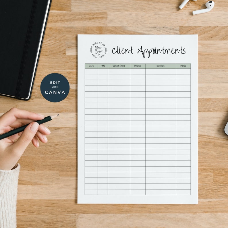 Salon Appointment Tracker | Client Service Record Sheet | Printable ...