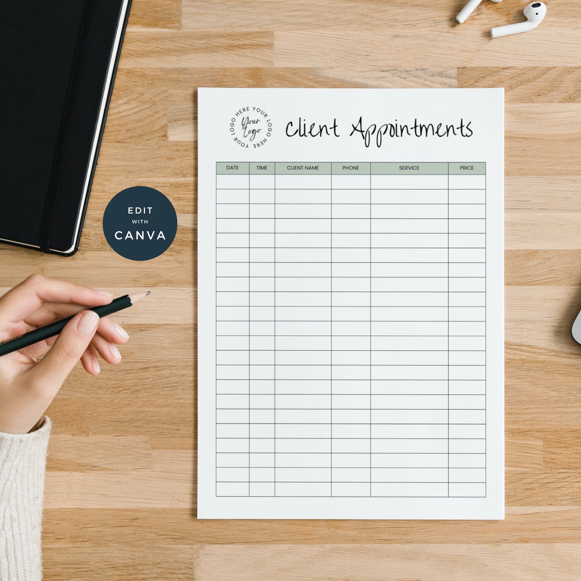 Salon Appointment Tracker | Client Service Record Sheet | Printable ...