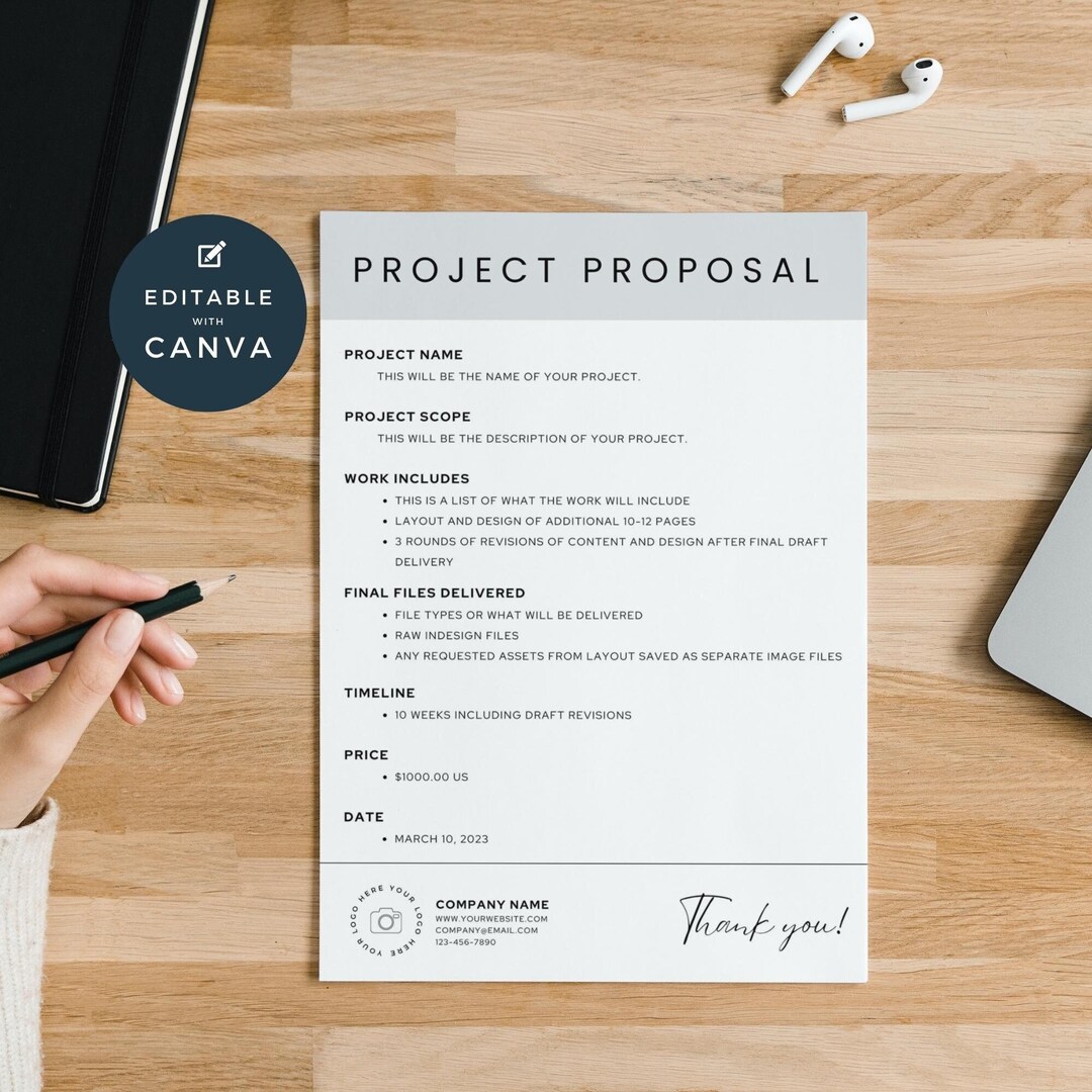 Minimal Proposal Template | Professional Simple Work Bid | Client Brief ...