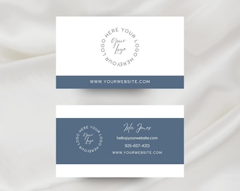 Printable Business Card Template, Blue Business Card Template, Instant ...