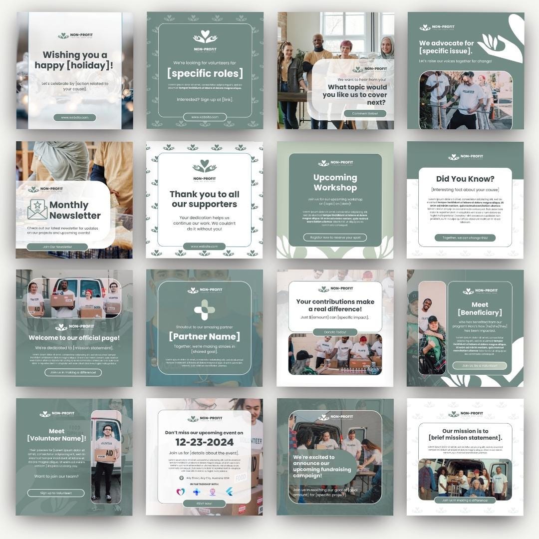 Nonprofit Social Media Templates | Canva Graphics (digital Download) - Etsy