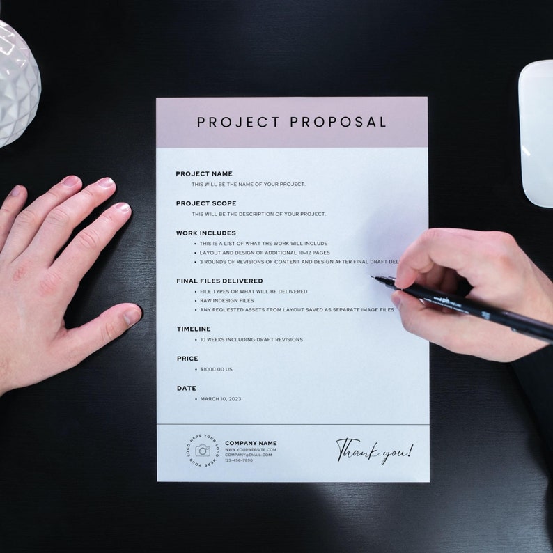Pink Minimal Proposal Template, Professional Simple Work Bid, Client ...
