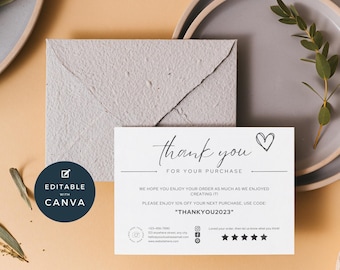 Business Thank You Card Editable, Modern Printable Thanks for Your ...