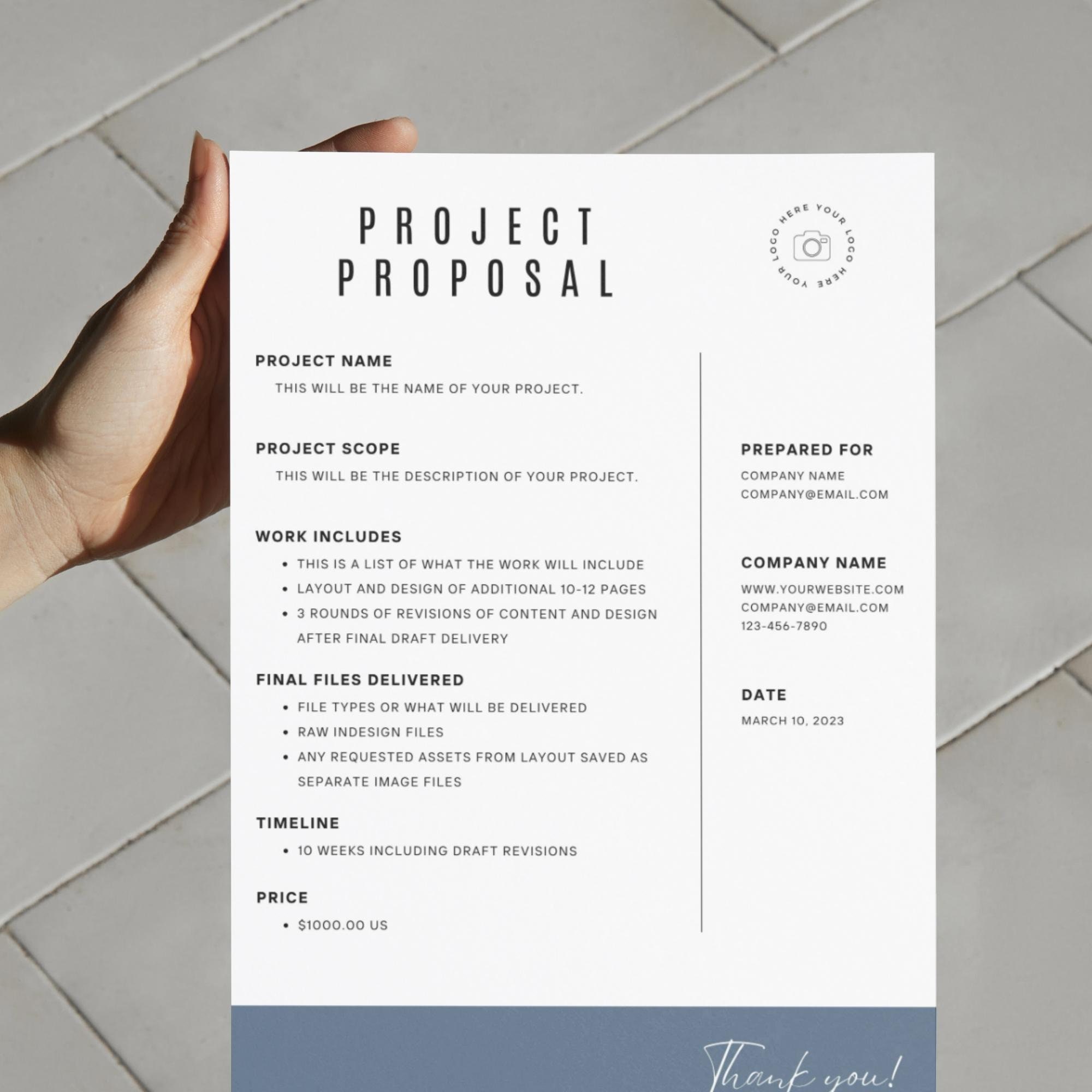 Navy Blue Minimal Proposal Template | Professional Simple Work Bid ...