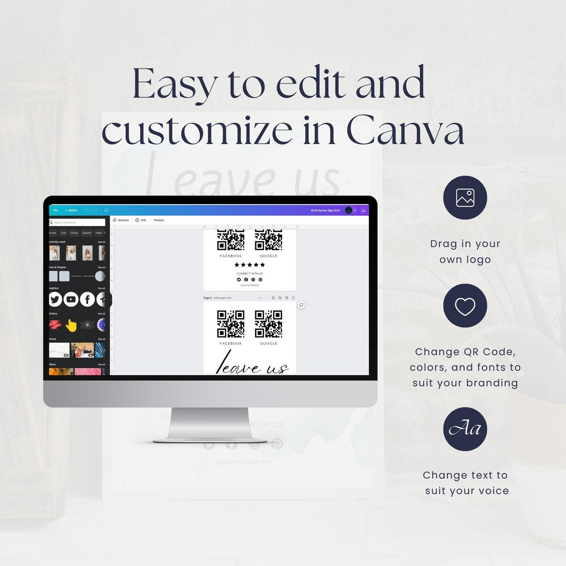 Ask for Review QR Code Sign Template, Google Sign, Facebook, Review Us ...