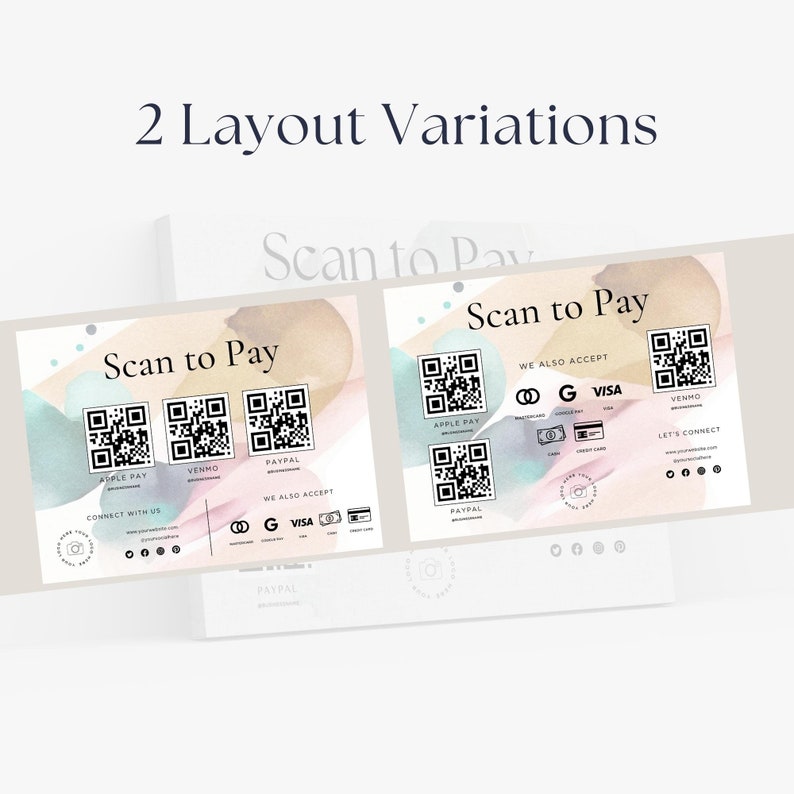 Scan to Pay Template Canva | Editable QR Code Table Sign | Printable ...