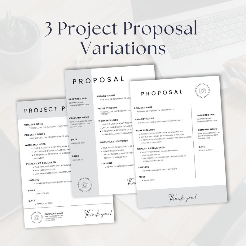 Minimal Proposal Template Professional Simple Work Bid - Etsy