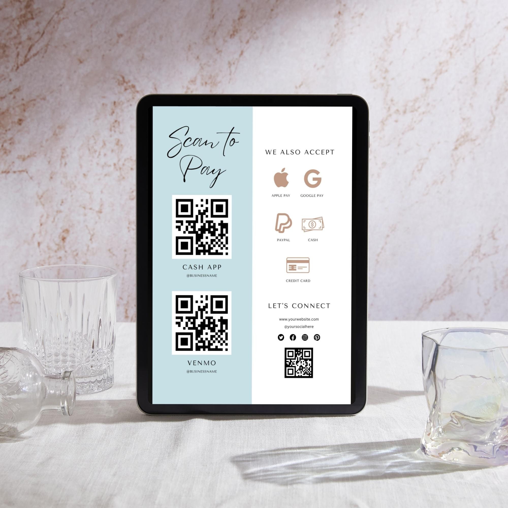 Scan to Pay QR Code & Price List Template, Editable Salon Payment Sign ...