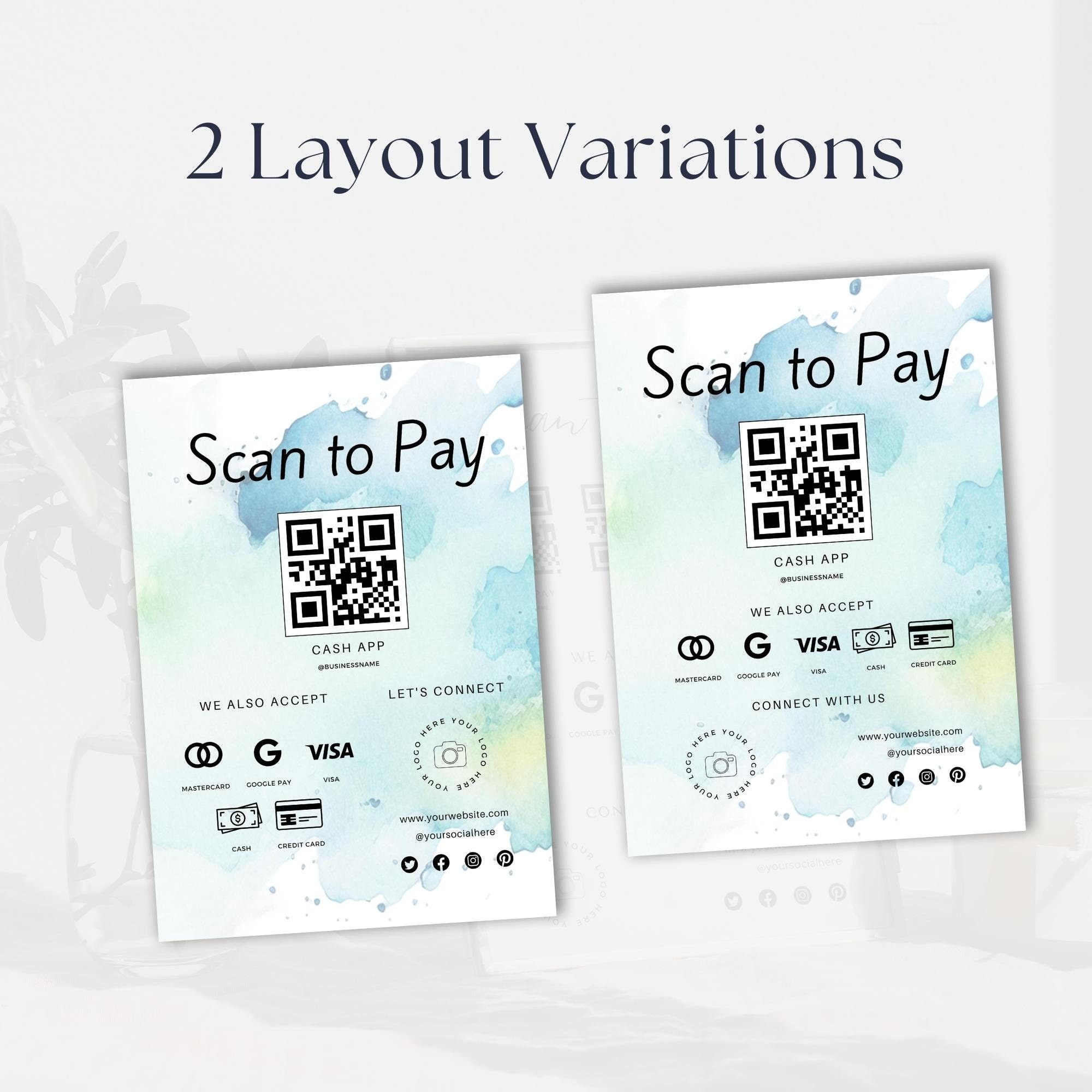 Scan to Pay Template Canva | Editable QR Code Table Sign | Printable ...