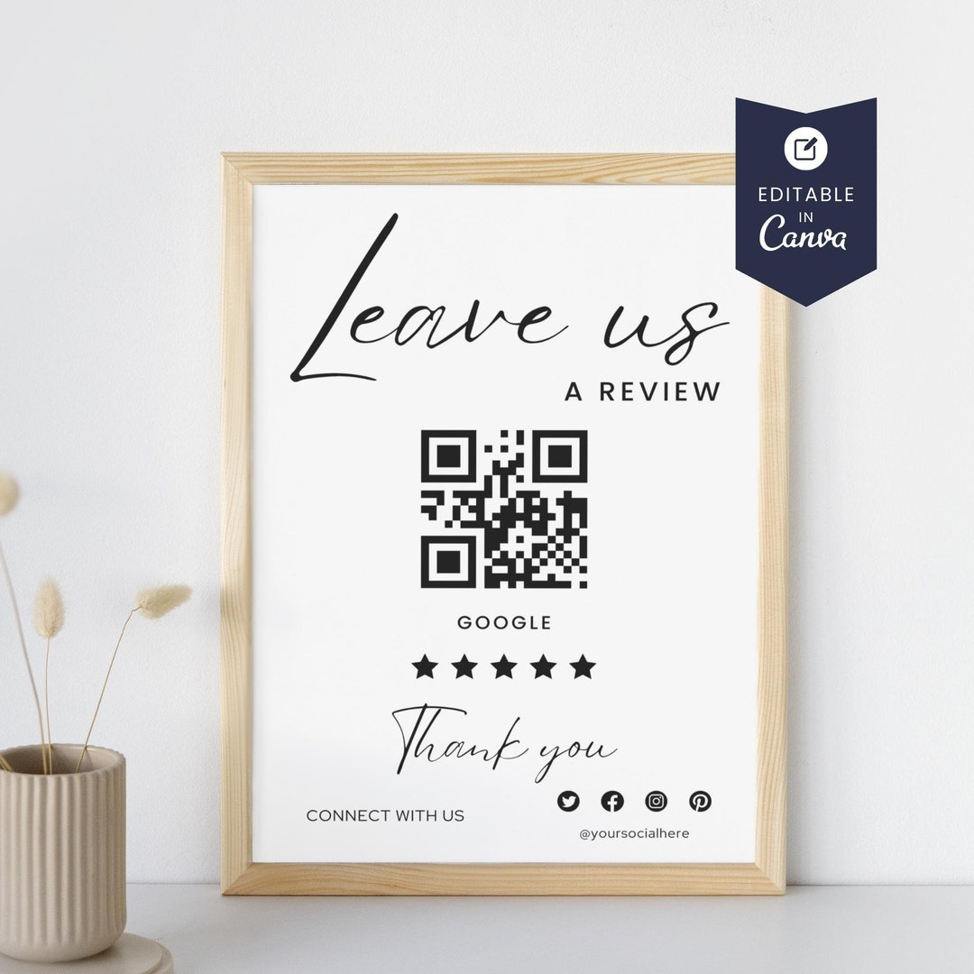 Ask for Review QR Code Sign Template Google Sign Facebook - Etsy
