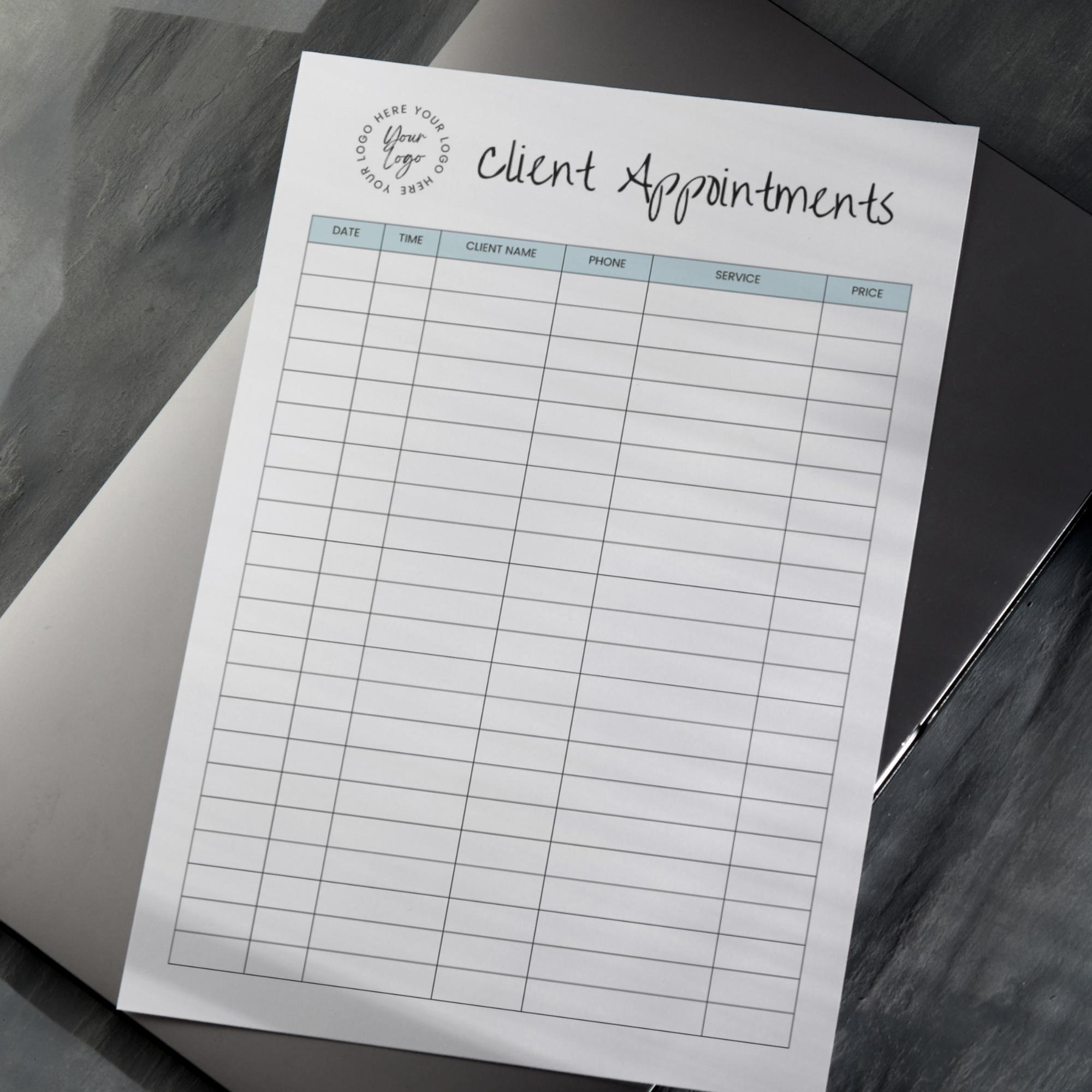 Salon Appointment Tracker | Client Service Record Sheet | Printable ...