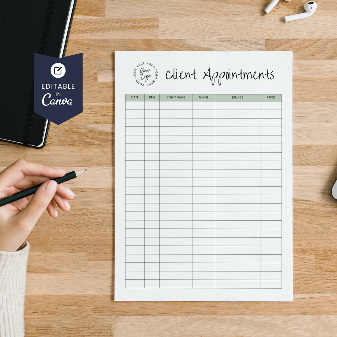 Salon Appointment Tracker Client Service Record Sheet - Etsy