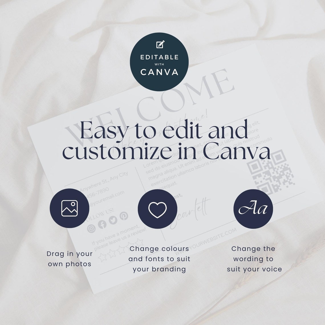 Airbnb Welcome Card Canva, VRBO Host Hello, Editable Rental Template ...