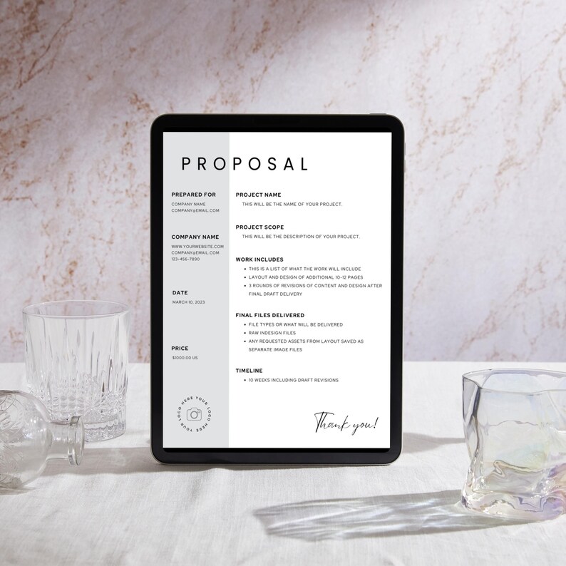 Minimal Proposal Template Professional Simple Work Bid - Etsy