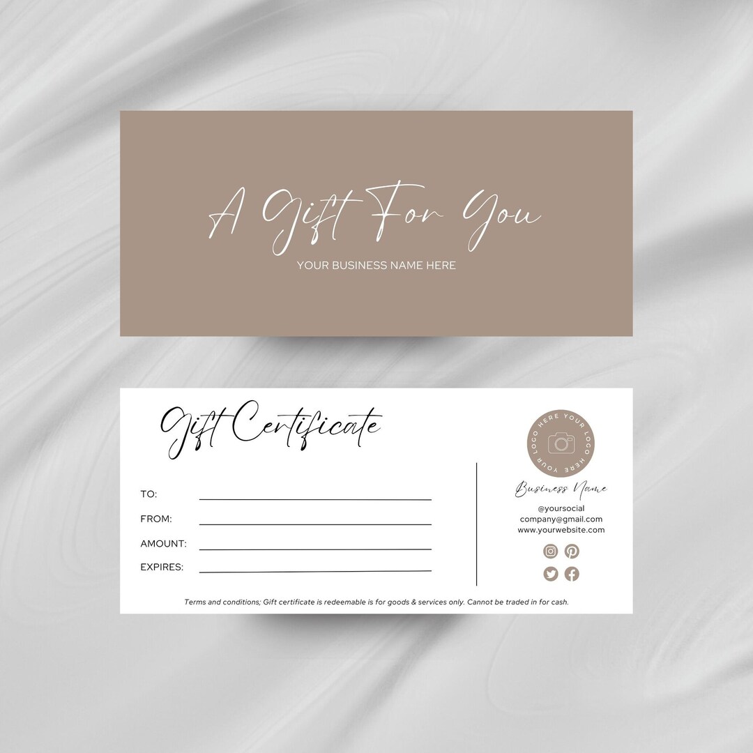 Small Business Gift Certificate Template, Editable Gift Certificate ...