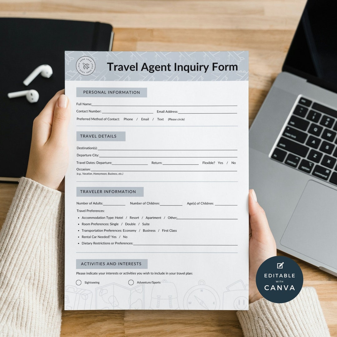 Travel Inquiry Template for Agents Travel Inquiry Form Travel Agent ...