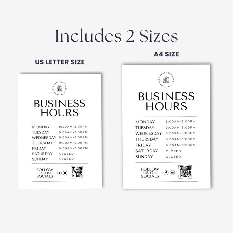 Opening Hours Sign Editable Printable Template | Store Times | Hours of ...