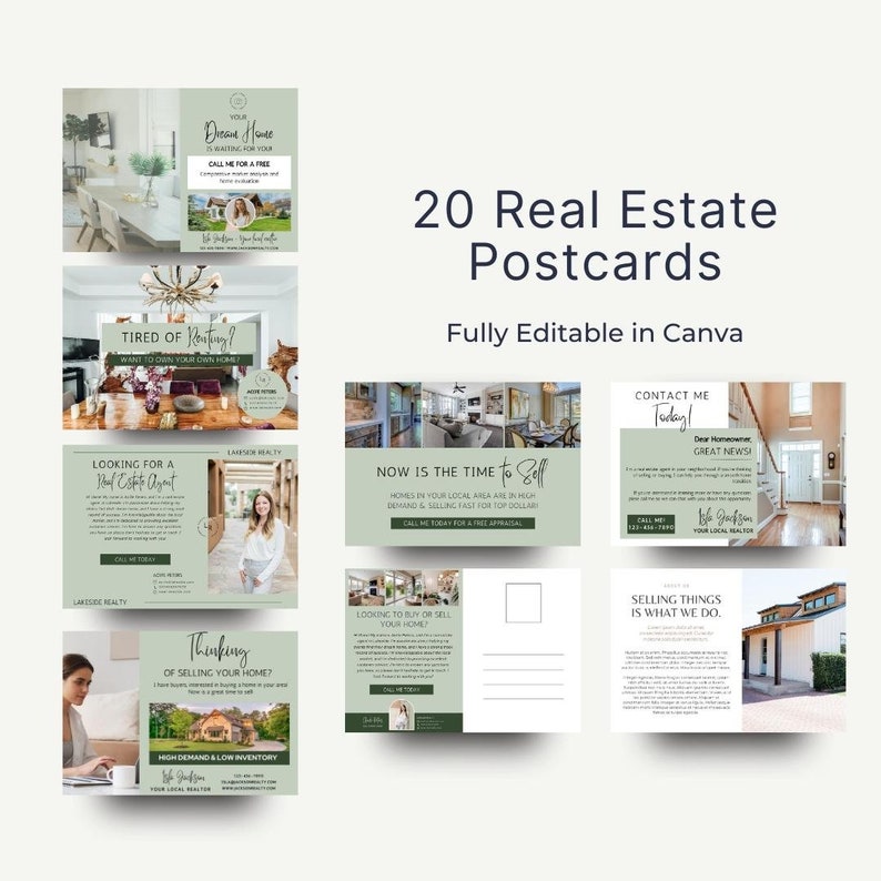 Real Estate Postcards Template, Canva Realtor Postcard Bundle, Neighbor ...