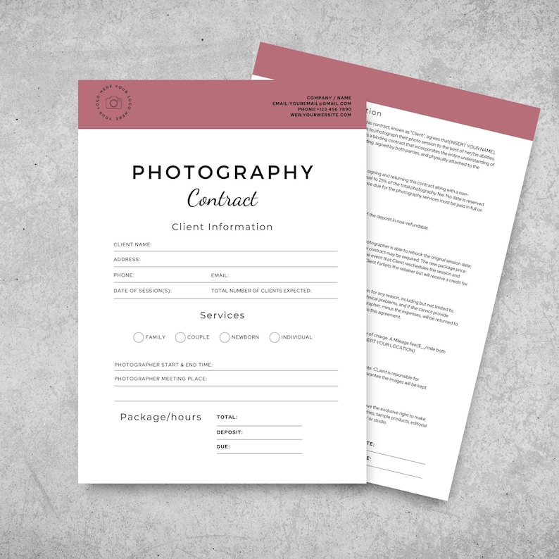 Photography Client Contract Template, Editable Client Agreement for ...