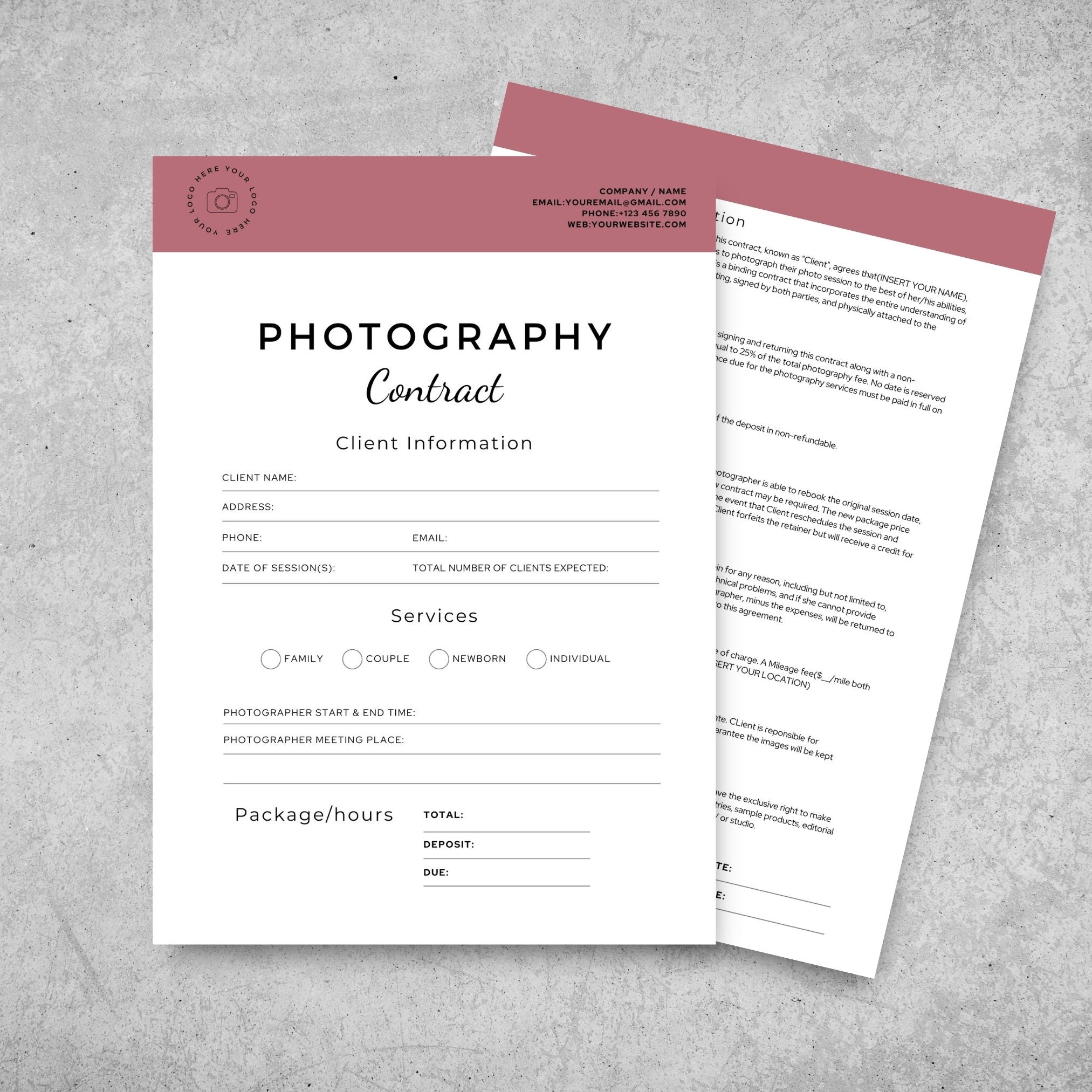 Photography Client Contract Template, Editable Client Agreement for ...