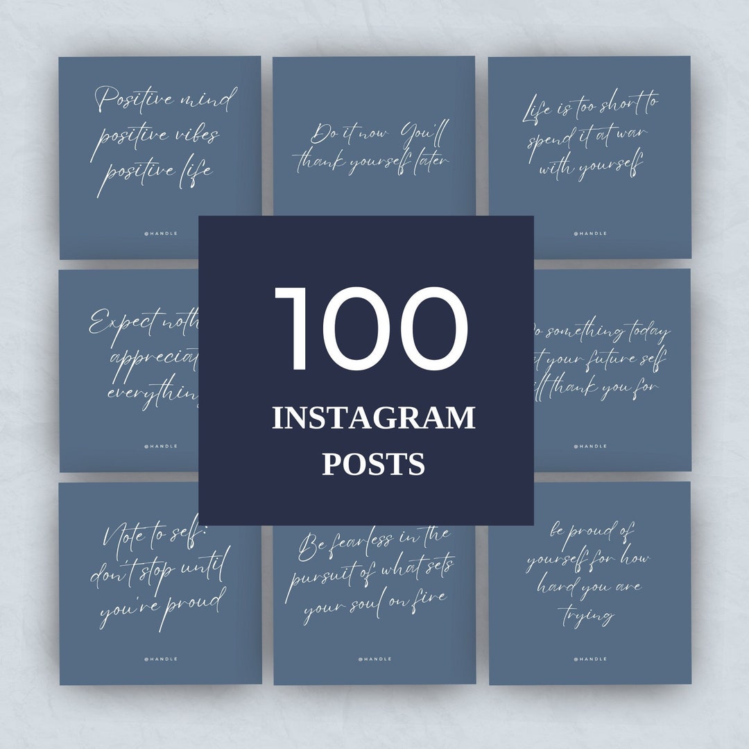Instagram Inspirational Quotes Pack, INSTANT DOWNLOAD, 100 Editable ...
